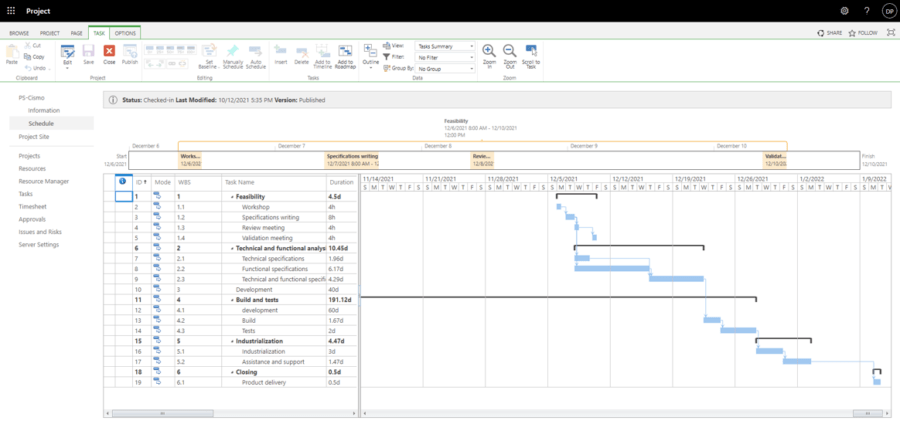 Interface Microsoft Project 2 Outlook - Teamsquare
