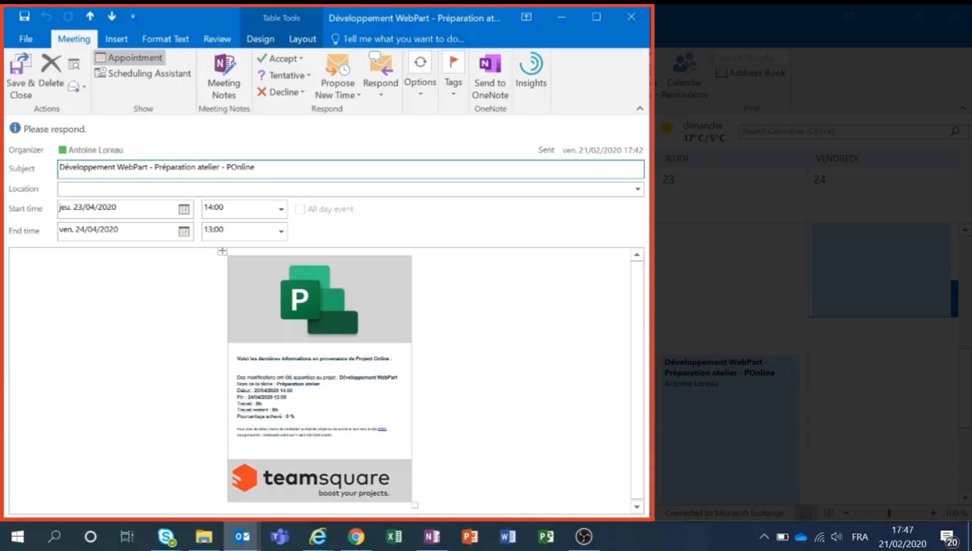 Interface Microsoft Project 2 Outlook | Teamsquare